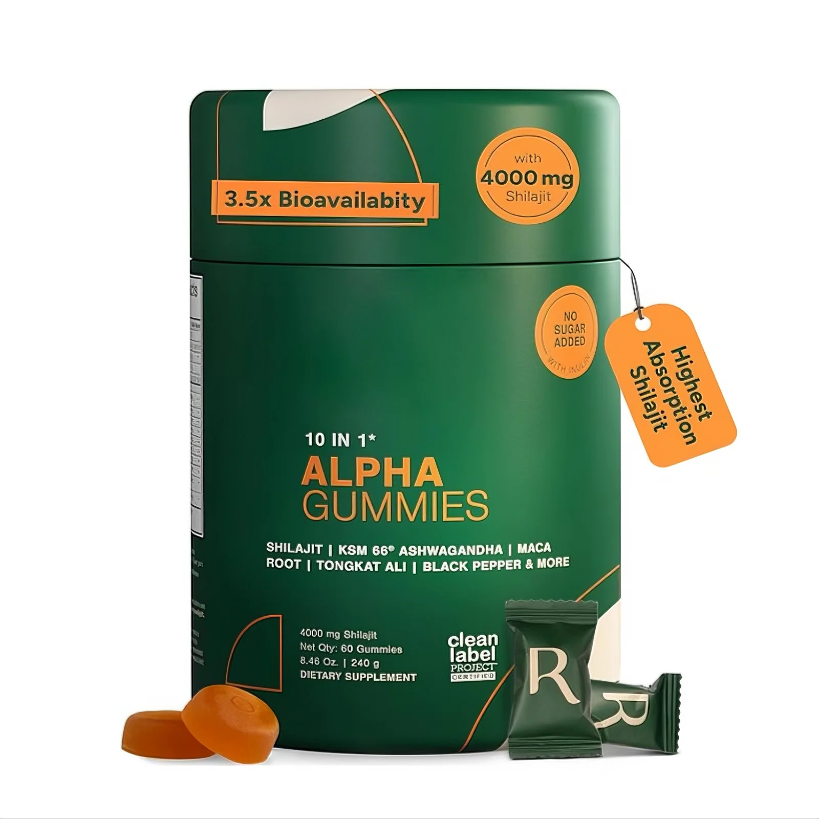 Alpha 10-in-1 Gummies – 4000mg Super Herbs Blend – 60 Count, Clean & S – Lazzda